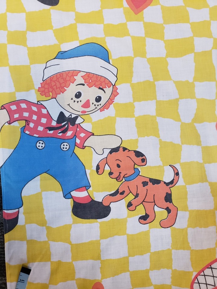 HOLD Raggedy Ann And Andy Twin Flat Sheet 80s Jc penney The Bobby ...