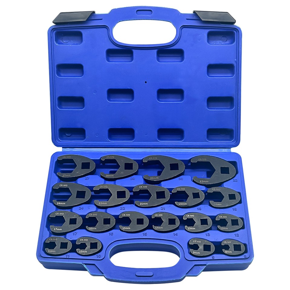 19Pcs Metric Crowfoot Wrench Set 8-32mm 3/8" 1/2" Drive Large Crows ...