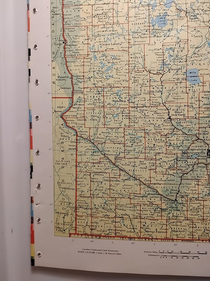 Vintage MINNESOTA Atlas Map from a 1967 Mid-Century Modern World Book ...