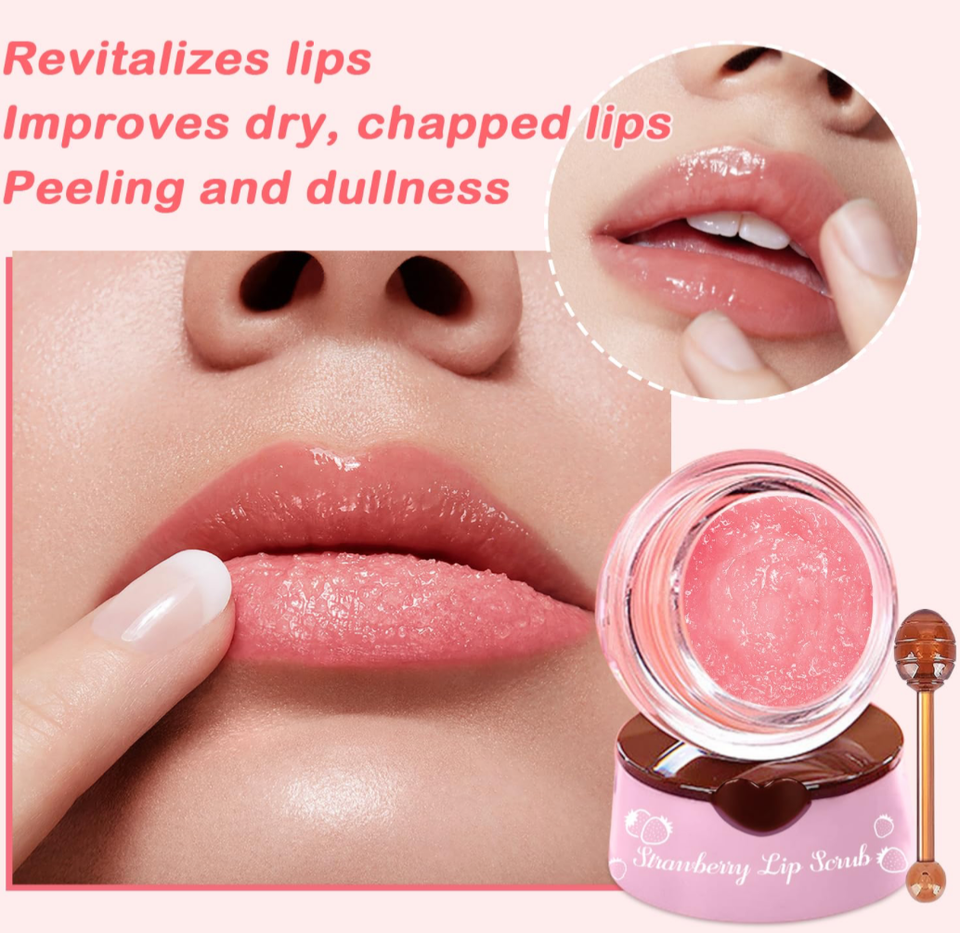 4 Pcs Bee Lip Balm Honey Pot Lip Mask & Lip Scrub Set, Honey Strawberry ...