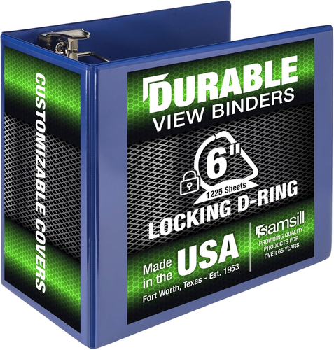 Durable 6 Inch Binder, Made in The USA, Locking D Ring Binder ...
