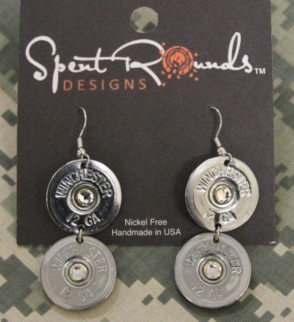 Spent Rounds Designs Silver 12 GA Winchester Double Earrings ...