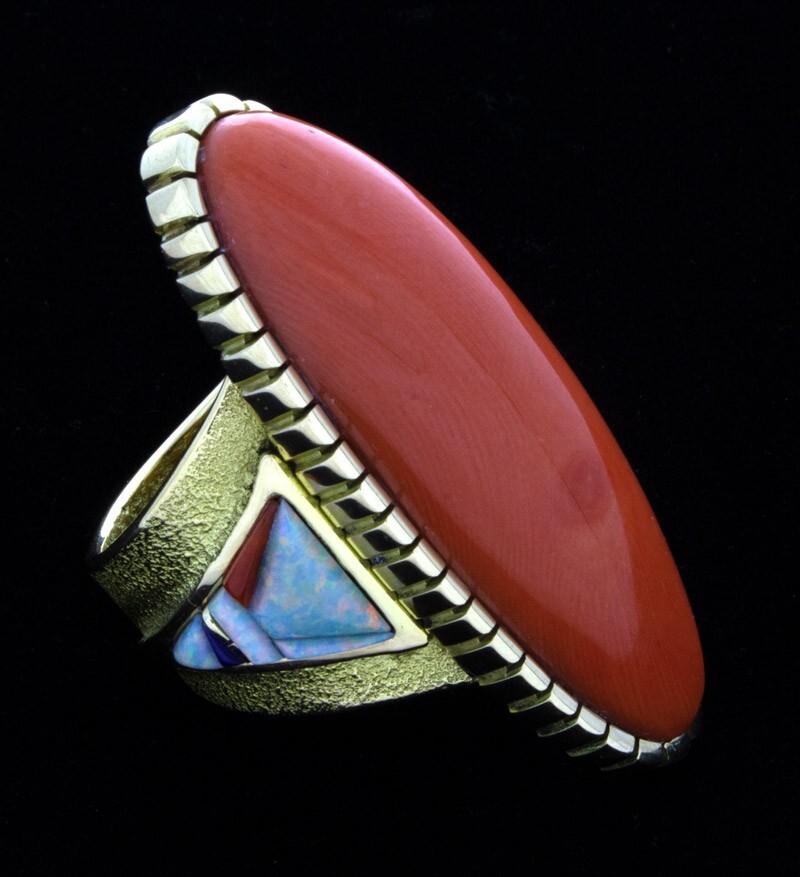 8.75 - 18K Gold Statement Ring By Navajo Artist Isiah M. Begay | eBay