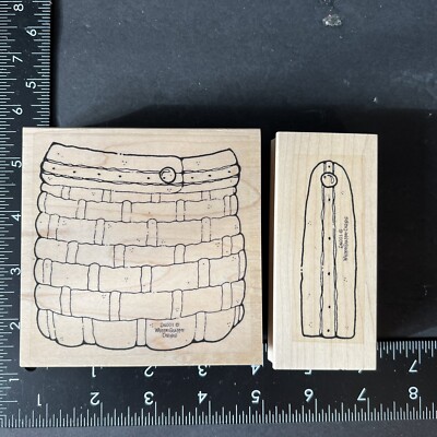Rubber Stamp Basket w/Handle WHIPPER SNAPPER DESIGNS, Vintage 2 piece ...