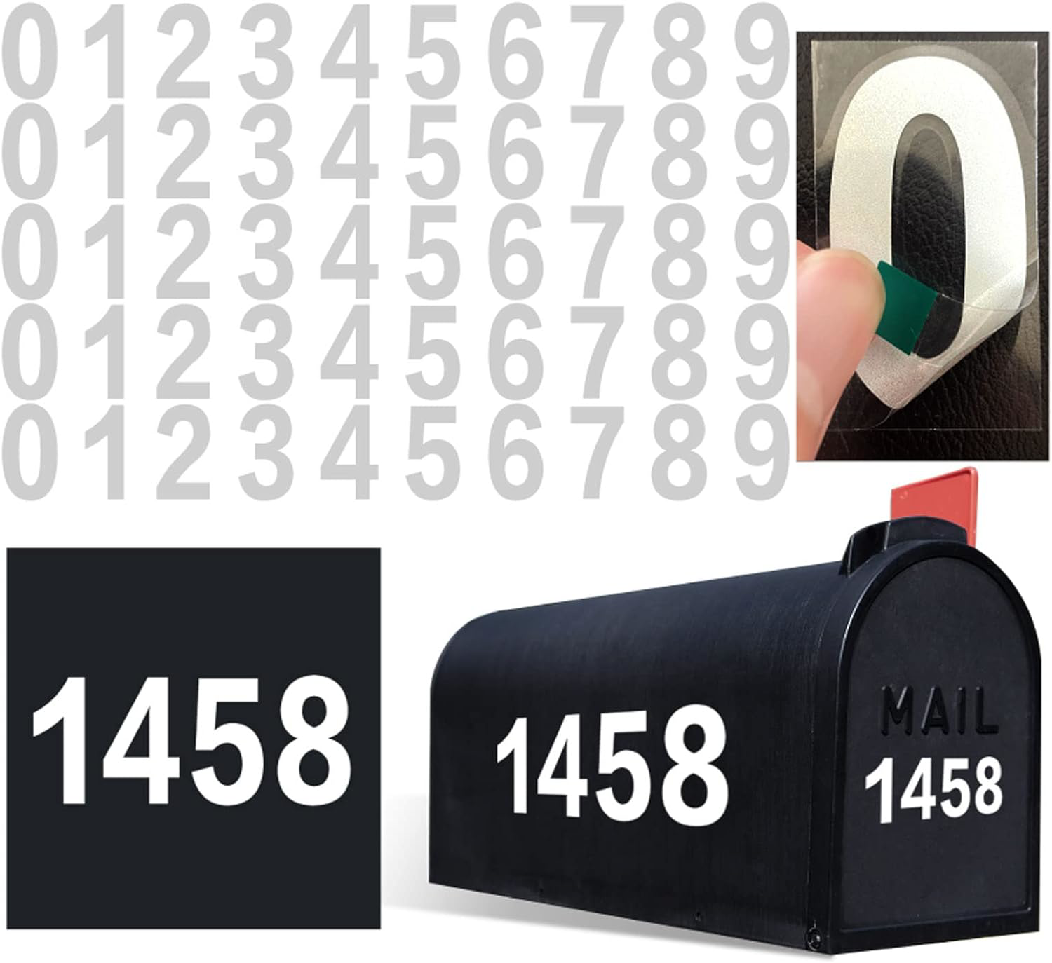 Mailbox Numbers for Outside, 5 Sets 0-9 Reflective Number Stickers with ...