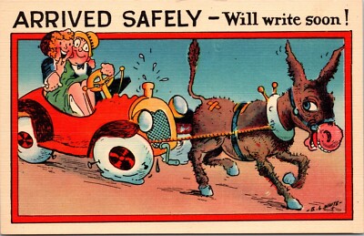 Postcard Humor Arrived Safely Will Write Soon Artist Signed E L White ...