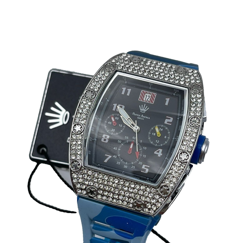 Montre Rapper Amérique Chrono Tonneau Strass Homme Sport Mode | eBay