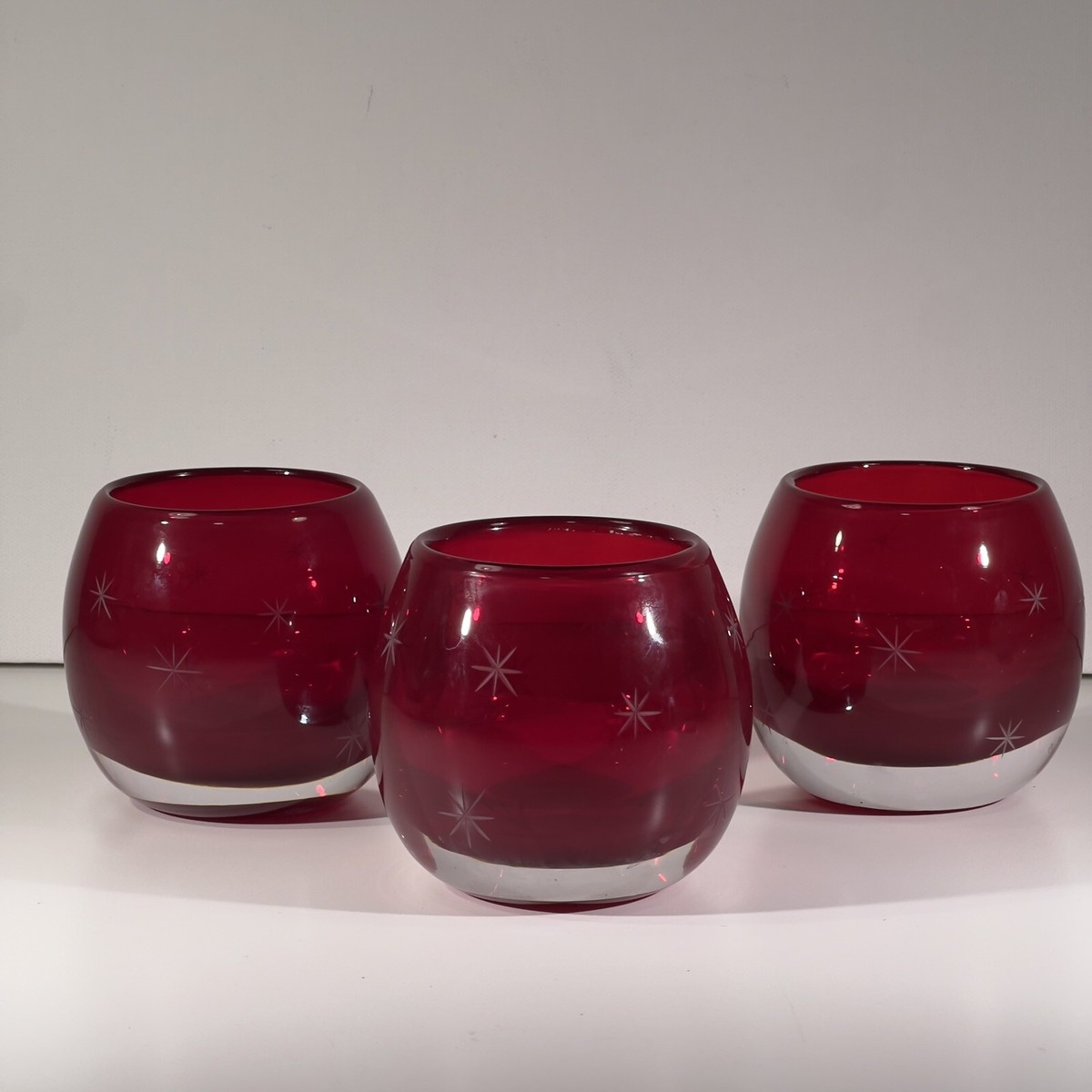 Ruby Red Glass Candle Holder