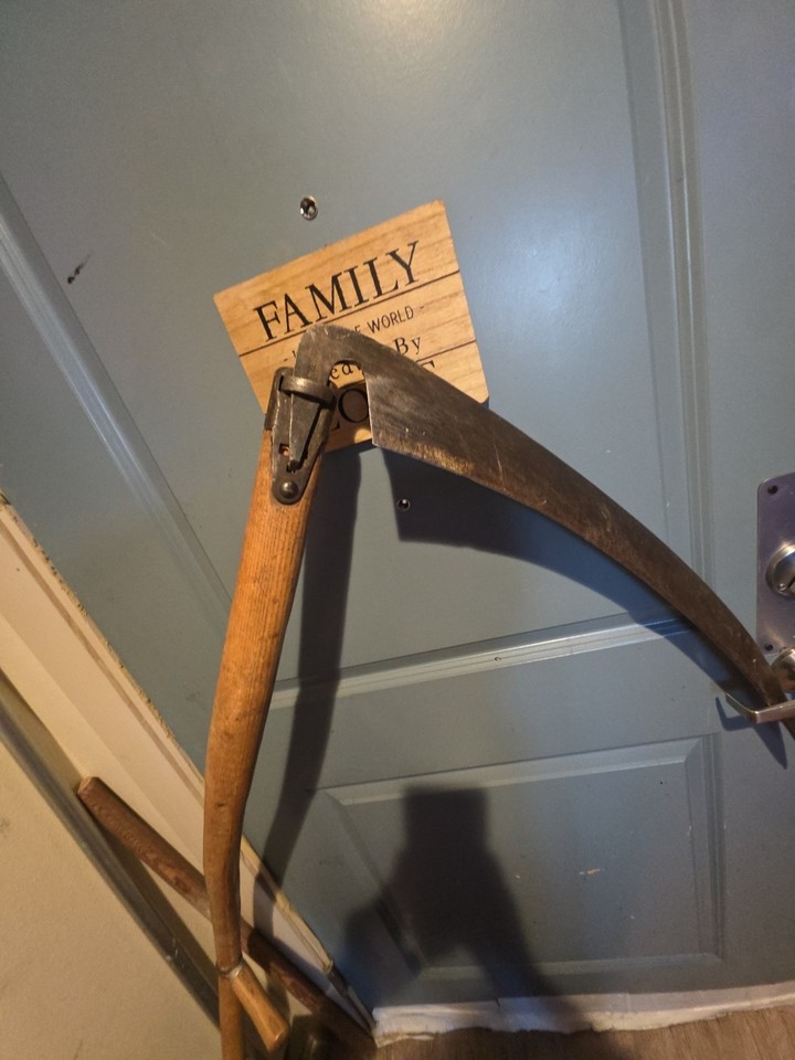 Vintage Antique 61" Long Scythe Grain Sickle Farm Tool 28" Blade Reaper ...