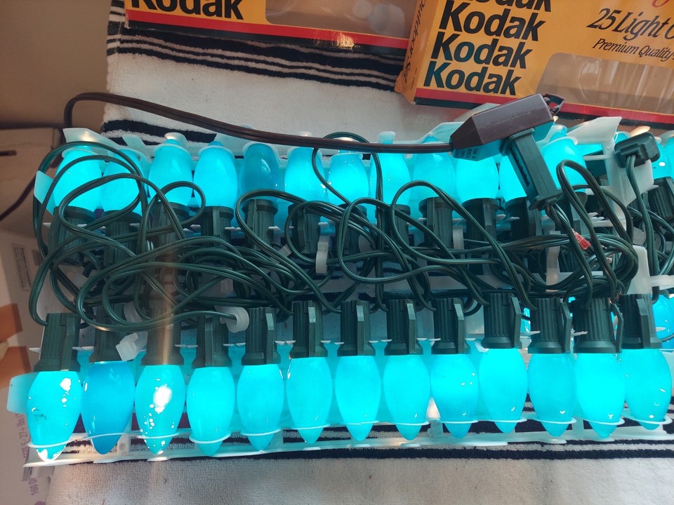 Vtg Kodak Colors Of Christmas Blue Outdoor String Lights 25 Lights 25 ...