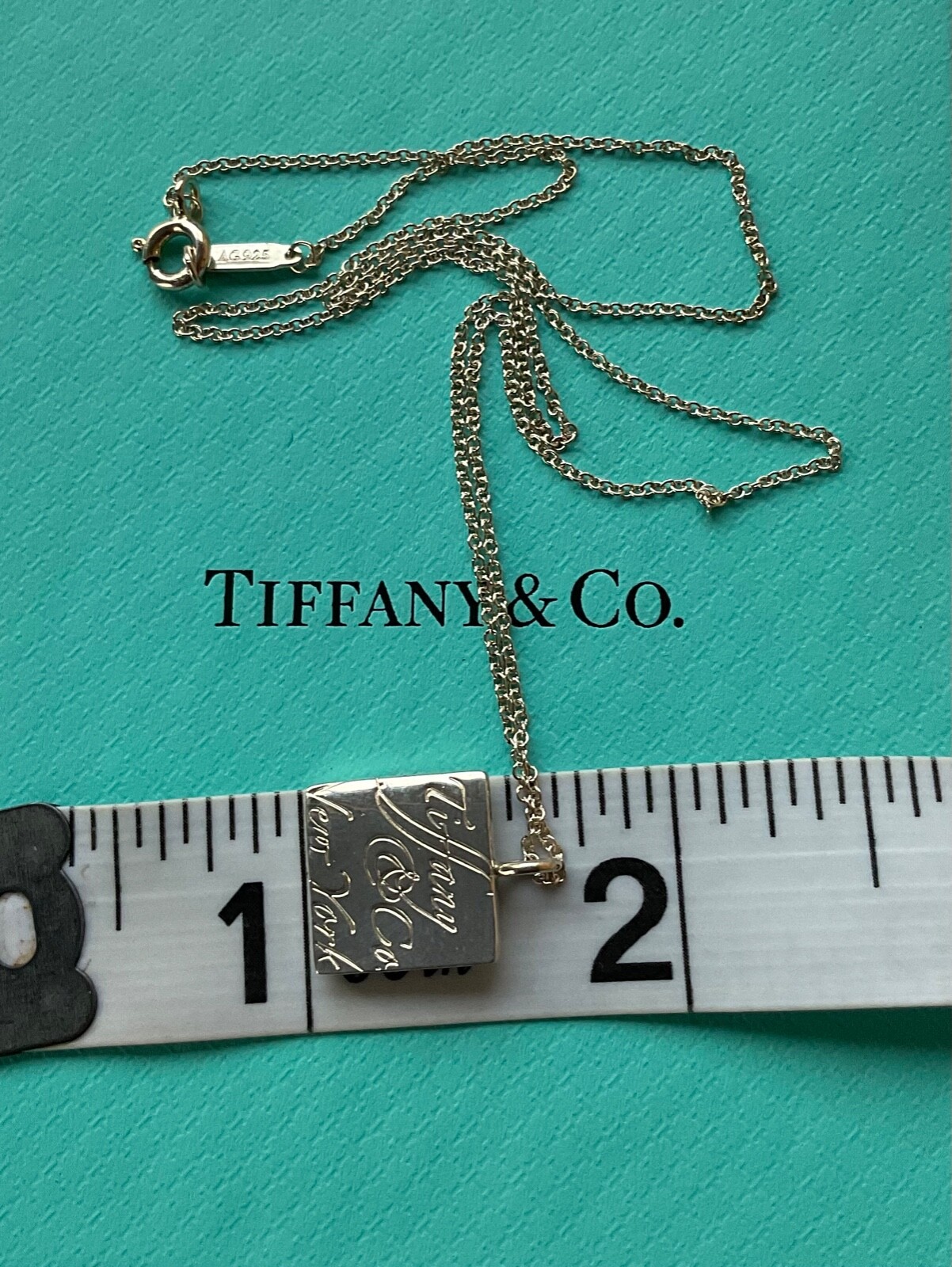 Tiffany & Co Sterling Silver NY Notes Square Wavy Pendant Necklace 17 ...