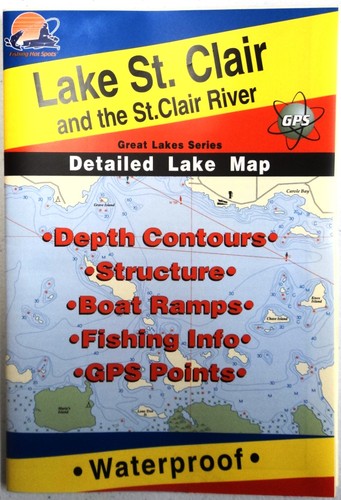 Lake St. Clair Detailed Fishing Map, GPS Pts, Waterproof, Depth ...
