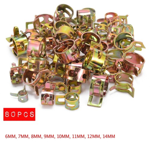 80pcs/Set 6-14mm Motorcycles Spring Clip Hose Clamps Pipes Tubes Boats ...