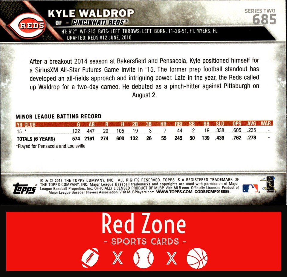 2016 Topps - #685 Kyle Waldrop NM Set Break. | eBay