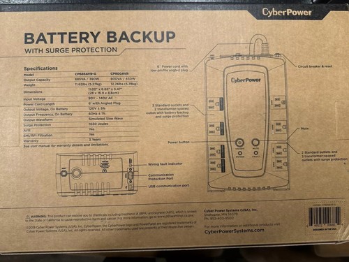Cyber Power Battery Backup With Surge Protector | eBay