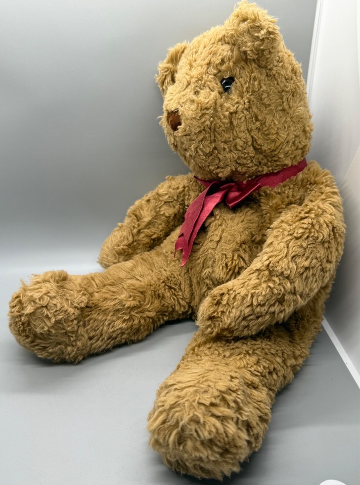 Ty CURLY Teddy Bear Golden Brown 1990 Beanie Baby Buddy Plush Stuffed w ...