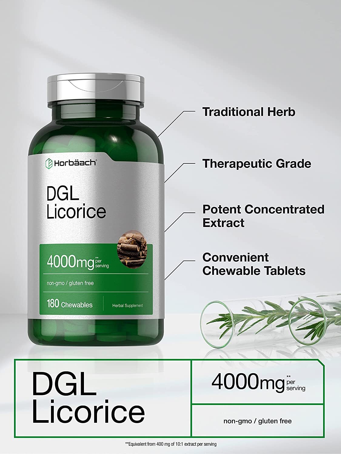 DGL Licorice Chewable Tablets | 4000 mg | 180 Count | by Horbaach | eBay