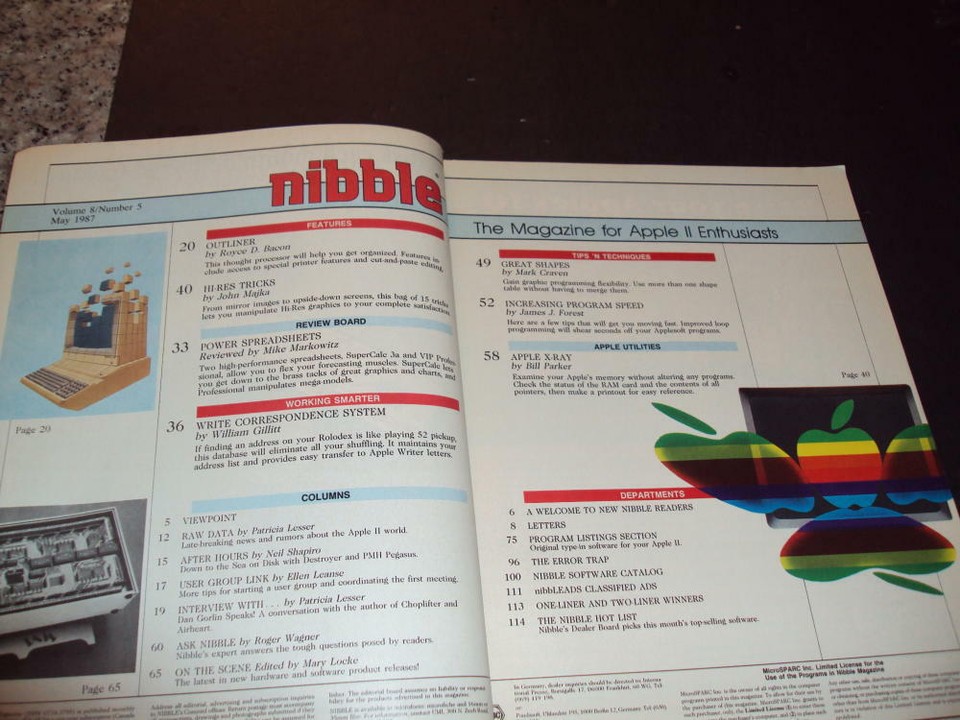 Nibble Magazine for Apple ll May 1987 Hi-Res Tricks, Power Spreadsheets ...
