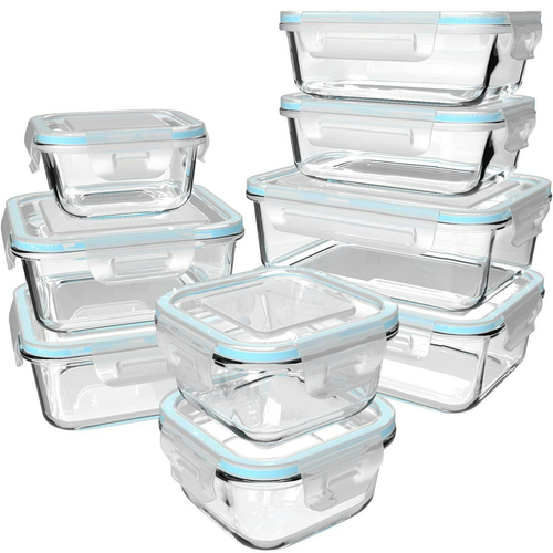 18 Piece Glass Food Storage 9 Containers 9 Lids Glass Only is Oven Safe ...