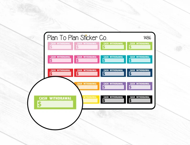 1486~~Cash ATM Withdrawal Planner Stickers. | eBay