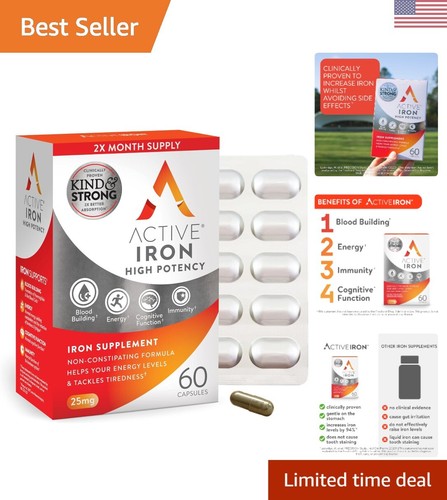 High-Potency Iron Supplement for Energy Support & Better Absorption, 60 ...
