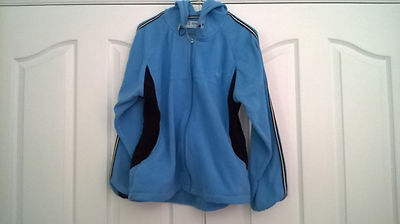 Wilson Light Blue w/ Black Trim Zip-Up Fleece Hooded Jacket - Size M | eBay