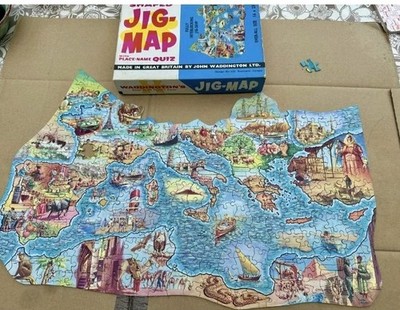 Vintage Waddingtons Shaped Jig Saw Puzzle Map Of Southern Europe No428 ...