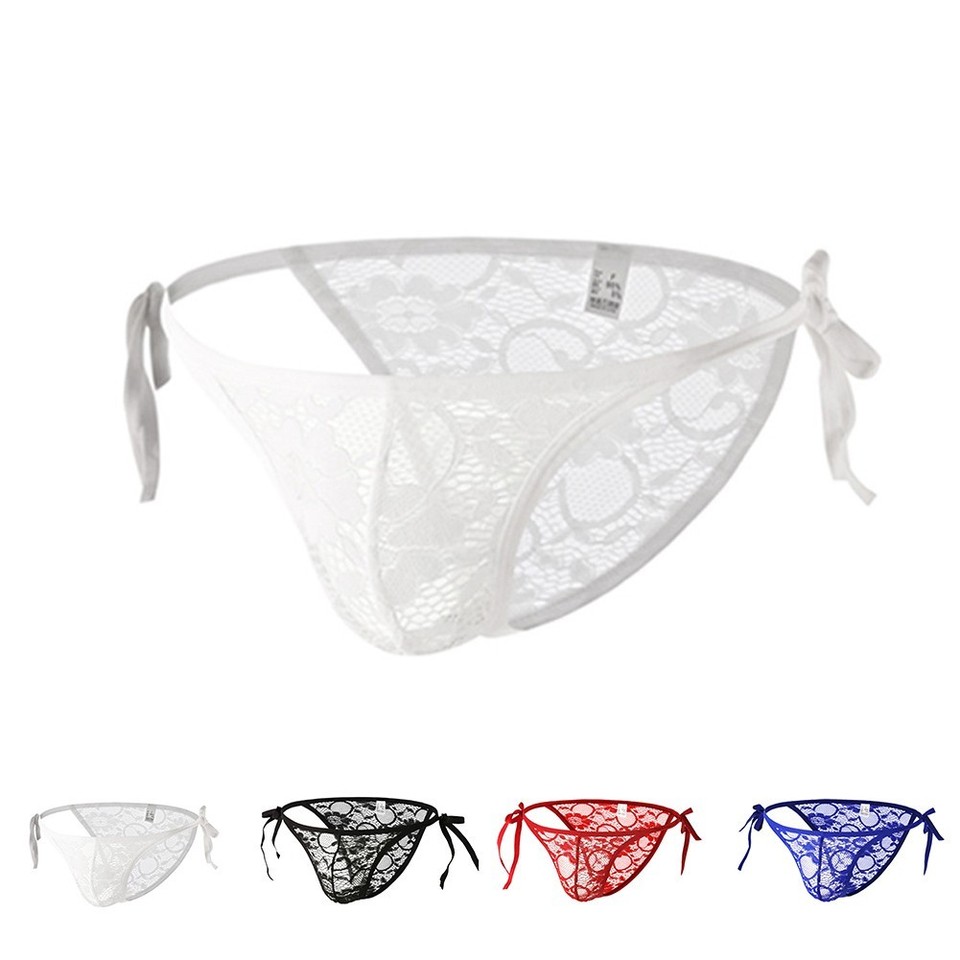 Breathable Mens Sheer Low Waist G Strings Underwear with Lace Up Design ...