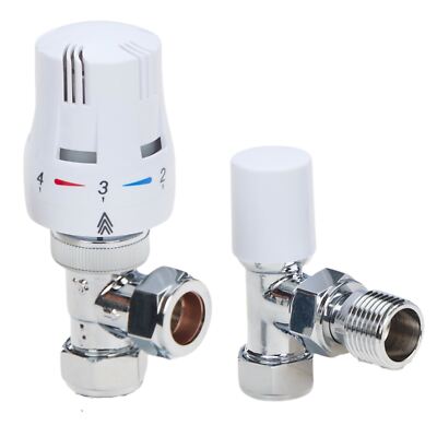 Thermostatic Radiator Valve Angled TRV & Lockshield 15mm TRV15 | eBay UK