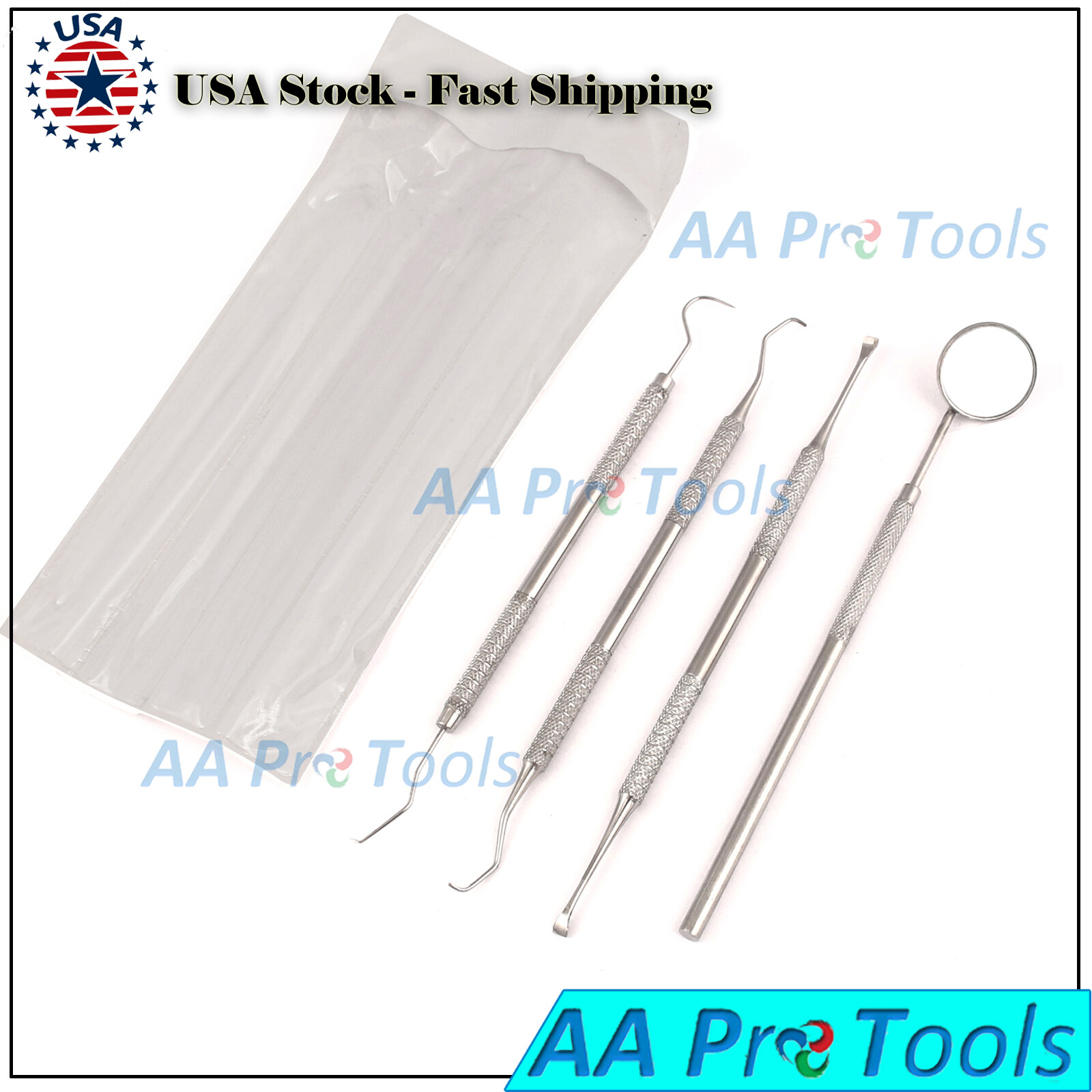 4 Pcs Stainless Steel Dental Set Kit Dentist Teeth Cleaning Hygiene ...