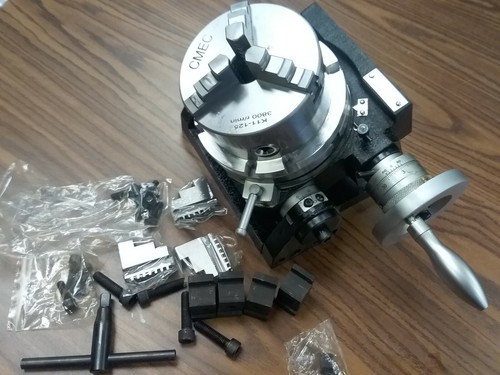 6" TILTING ROTARY TABLE, heavy duty, Centering adapter & 5" chuck #TSK ...