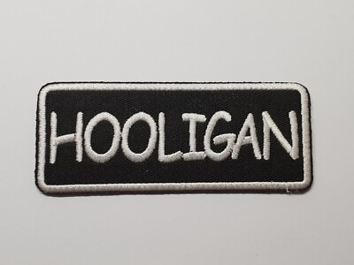 Quality Iron/Sew on HOOLIGAN name badge patch Racing Biker flash | eBay ...
