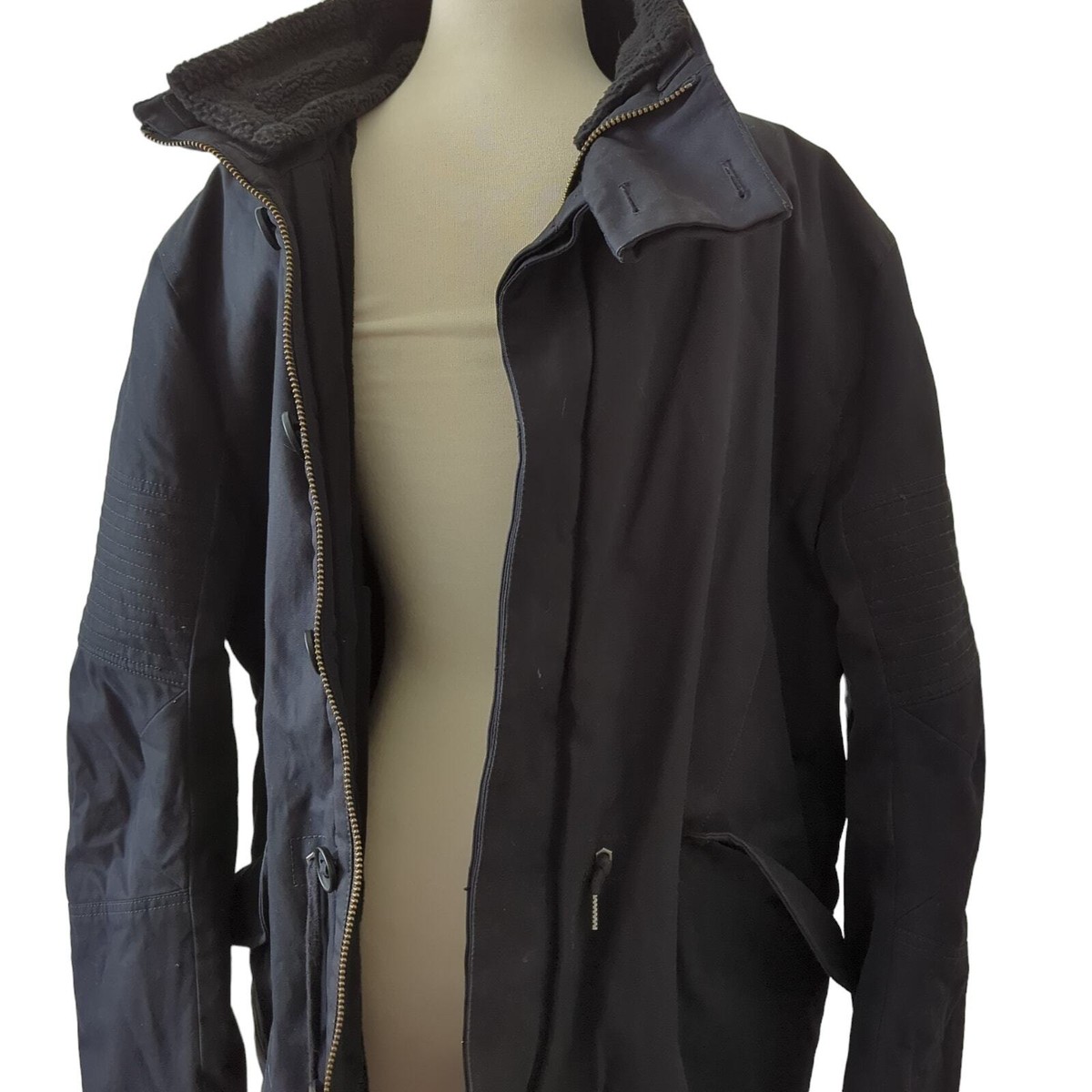 Helmut Lang Men Jacket Black XL Mid-Length Winter Coat Cargo Helmut Lang Men Jacket Black XL Mid-Length Winter Coat Cargo