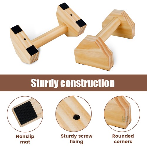 2Pcs Push-up Bracket Wooden Parallettes Gravity Fitness Non-slip ...
