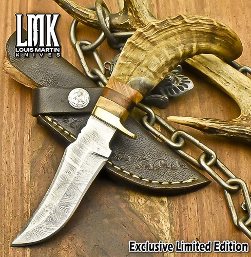 LMK Hand Crafted Hunting Skinner Knife Twist Damascus Ram's Horn ...