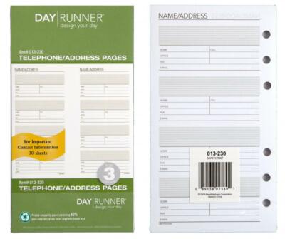 Day Runner Undated Planner Telephone and Address Refill, 3.75 x 6.75 ...
