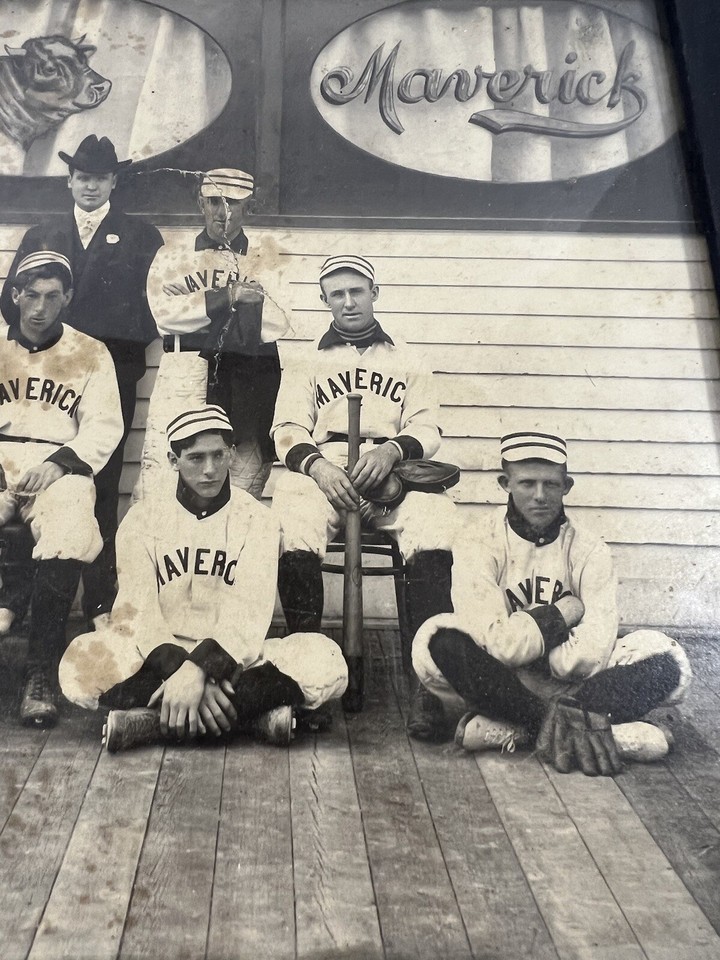Antique 1800s Baseball Team Photograph Framed Maverick Unknown Location ...