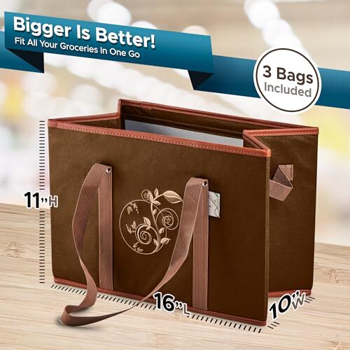 3pc Large Reusable Sturdy Heavy Duty Grocery Box Bags Foldable Shopping ...