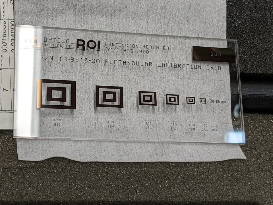 RAM Optical ROI Rectangular Calibration Grid 13-3312-00 w/ Cert, S/N ...