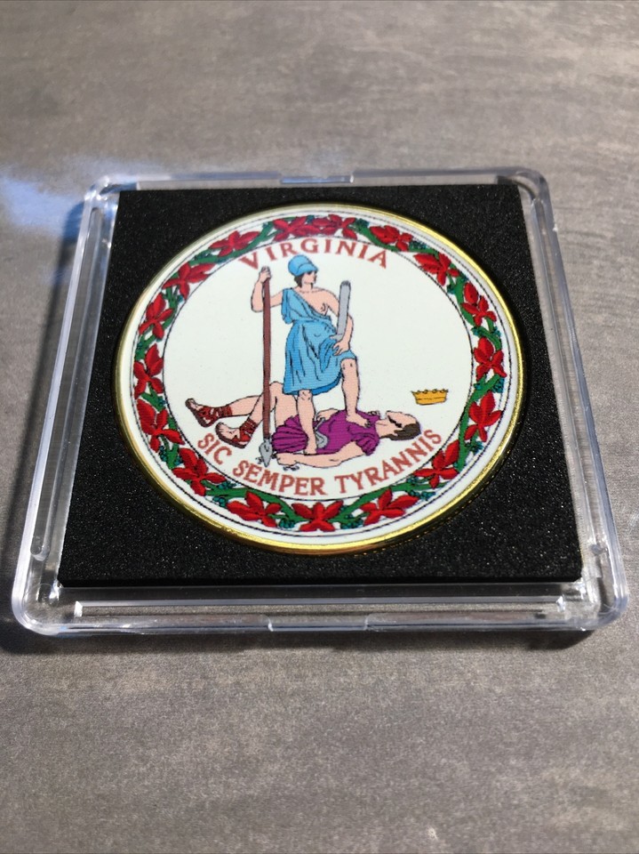VIRGINIA State Seal Challenge Coin Colorized USA CASE IS INCLUDED! | eBay