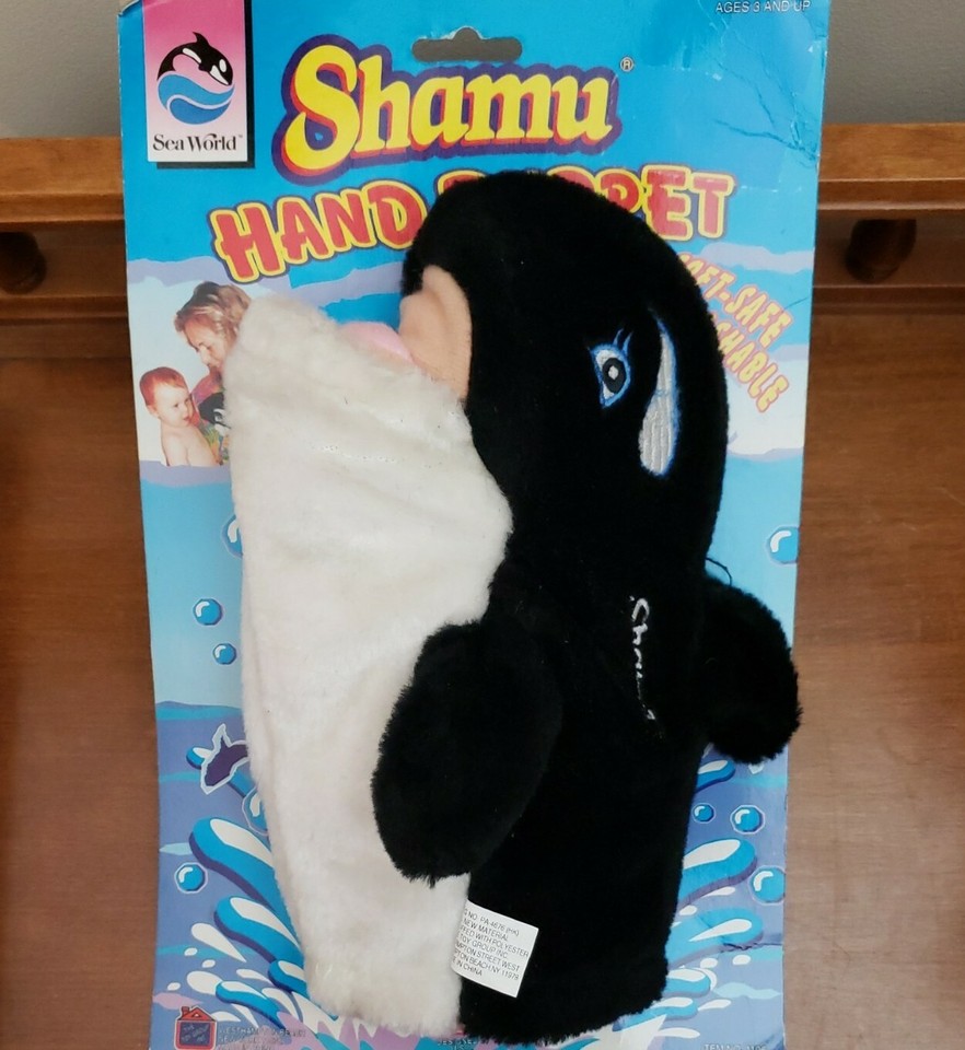 Vintage SeaWorld Shamu Orca Killer Whale Hand Puppet Plush The Toy ...