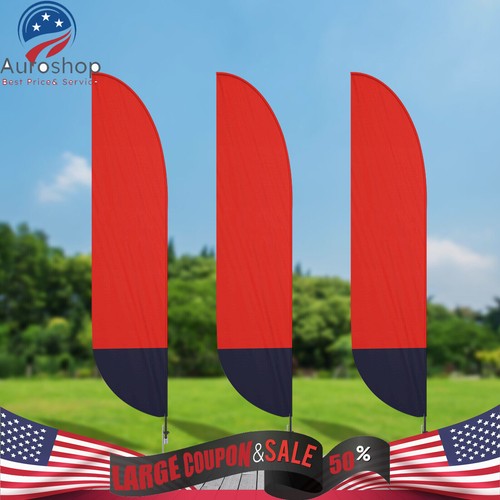 3x Windless Swooper Advertising Banner Flag Pole Kit 12ft Storefronts ...