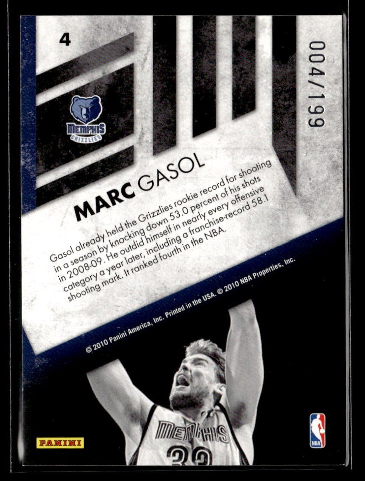 2010-11 Panini Rookies & Stars #4 Marc Gasol Sharp Shooters /199 | eBay