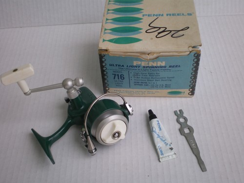 Vintage PENN 716 ULTRALIGHT SPINFISHER REEL ~ GREEN w/ BOX & EXTRAS | eBay