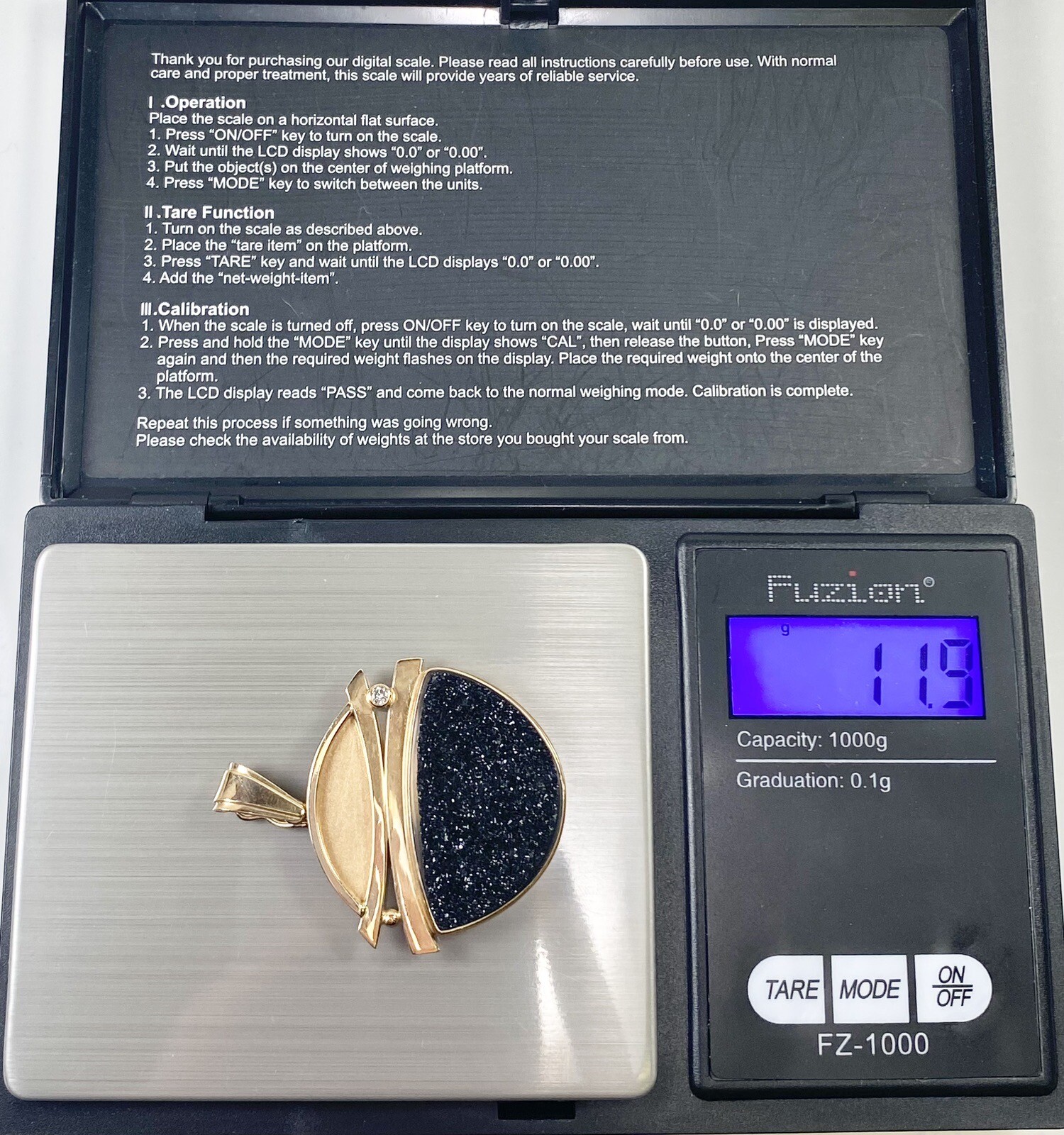 14K MODERNIST PATRICK MURPHY BLACK DRUSY DIAMOND PENDANT VINTAGE (C199B ...