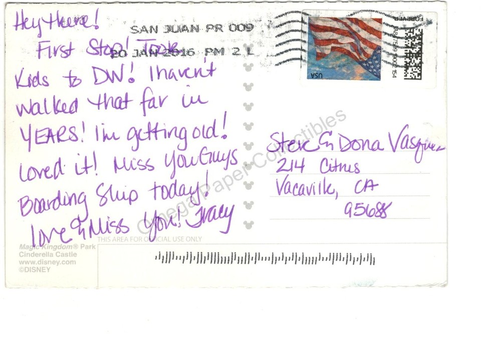 Mickey Mouse Minnie Magic Kingdom Chrome Postcard Posted 2016 Puerto ...