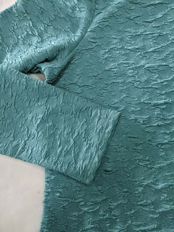 Dialogue QVC Womens Size Large Blouse Turquoise Blue Wavy Ruffle Top | eBay