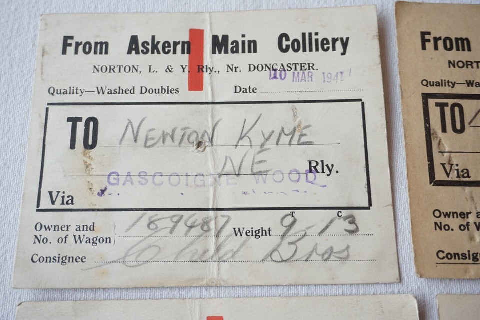 Askern Main Colliery Lancashire & Yorkshire Railway Wagon Label x6 ...