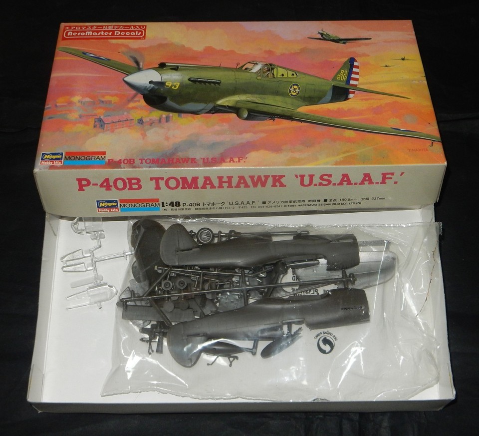 Hasegawa Monogram P-40B TOMAHAWK U.S.A.A.F. - No Decal No Instruction ...