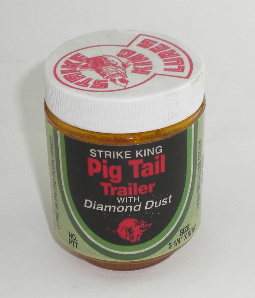 Strike King PTT51-W White Pig Tail Trailer Pork Rind with Diamond Dust ...